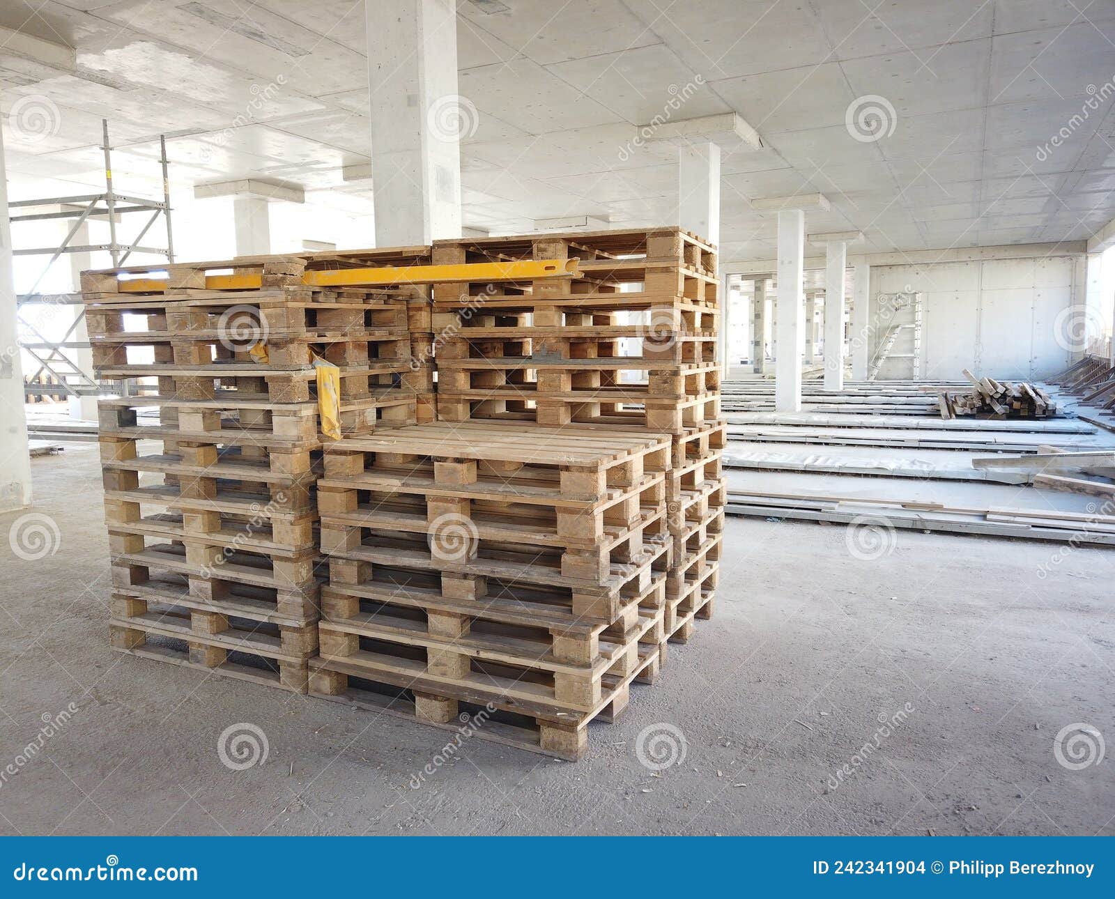 Wooden Pallets at Construction Site Stock Photo - Image of shipping ...