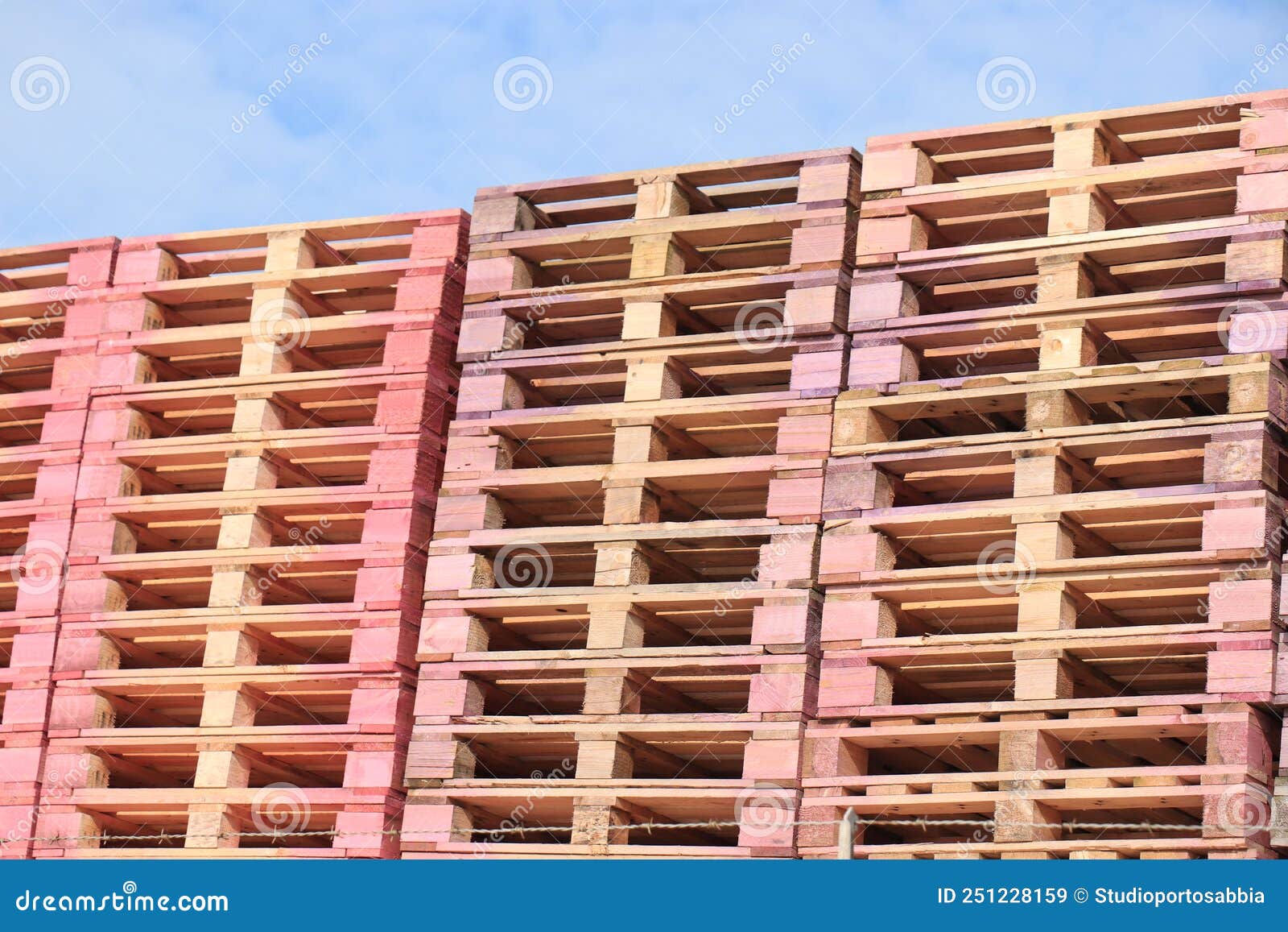 Stacked wooden pallets stock image. Image of recycling - 251228159