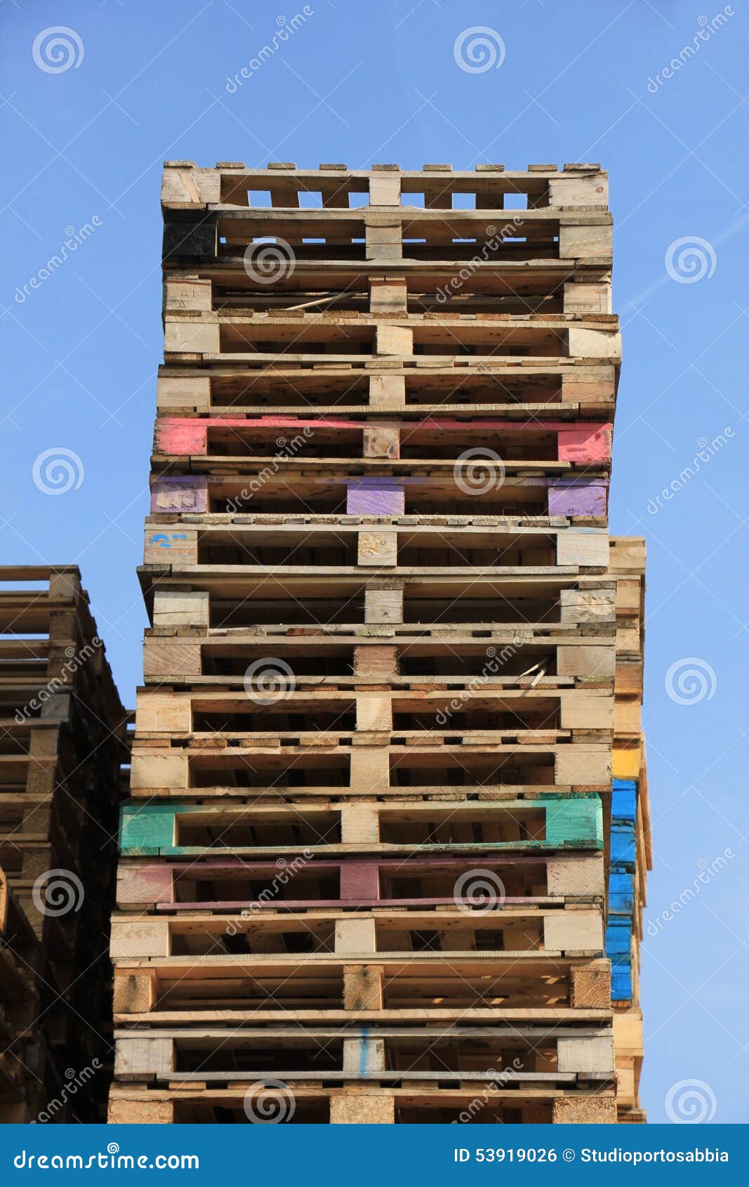 Stacked wooden pallets stock photo. Image of stackable - 53919026