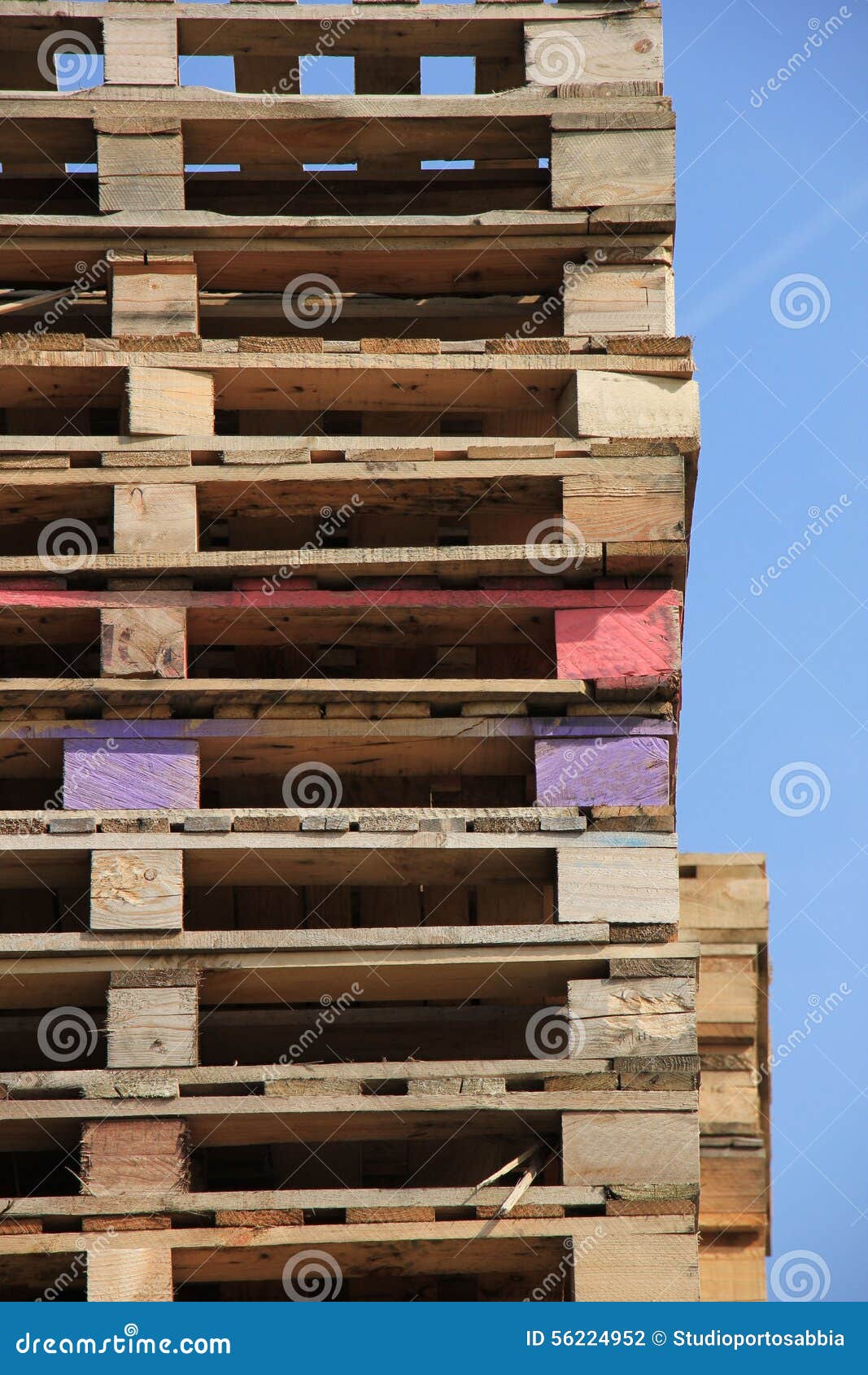 Stacked wooden pallets stock photo. Image of block, pallet - 56224952