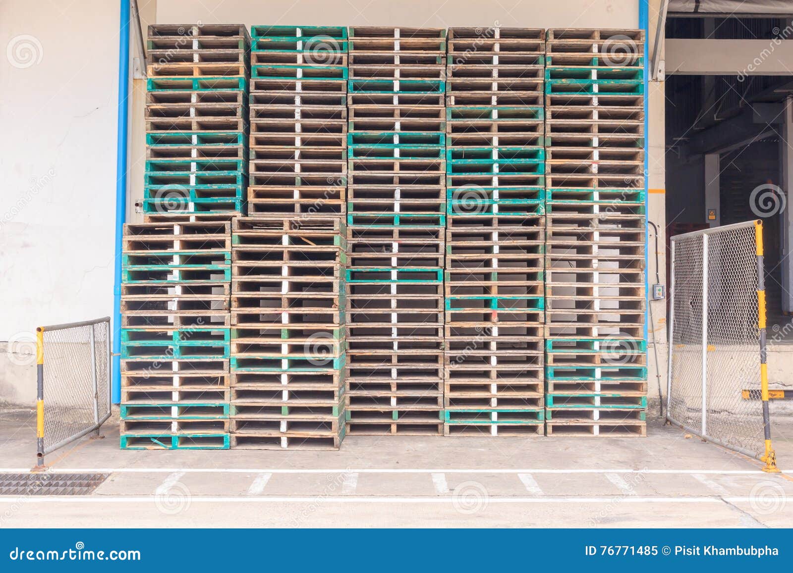 Stacked wooden pallets. stock image. Image of pallets - 76771485