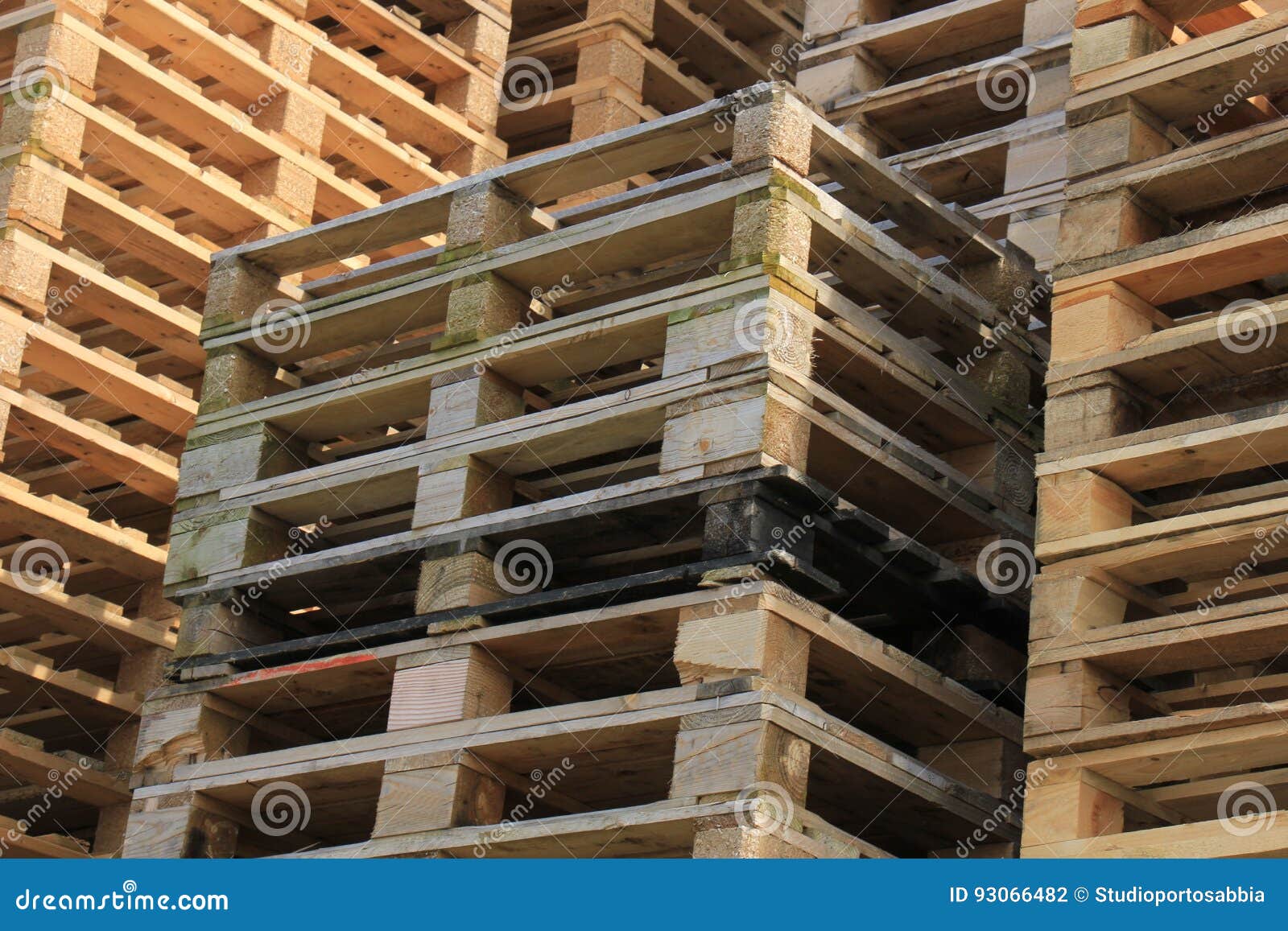 Stacked wooden pallets stock photo. Image of pallet, wooden - 93066482