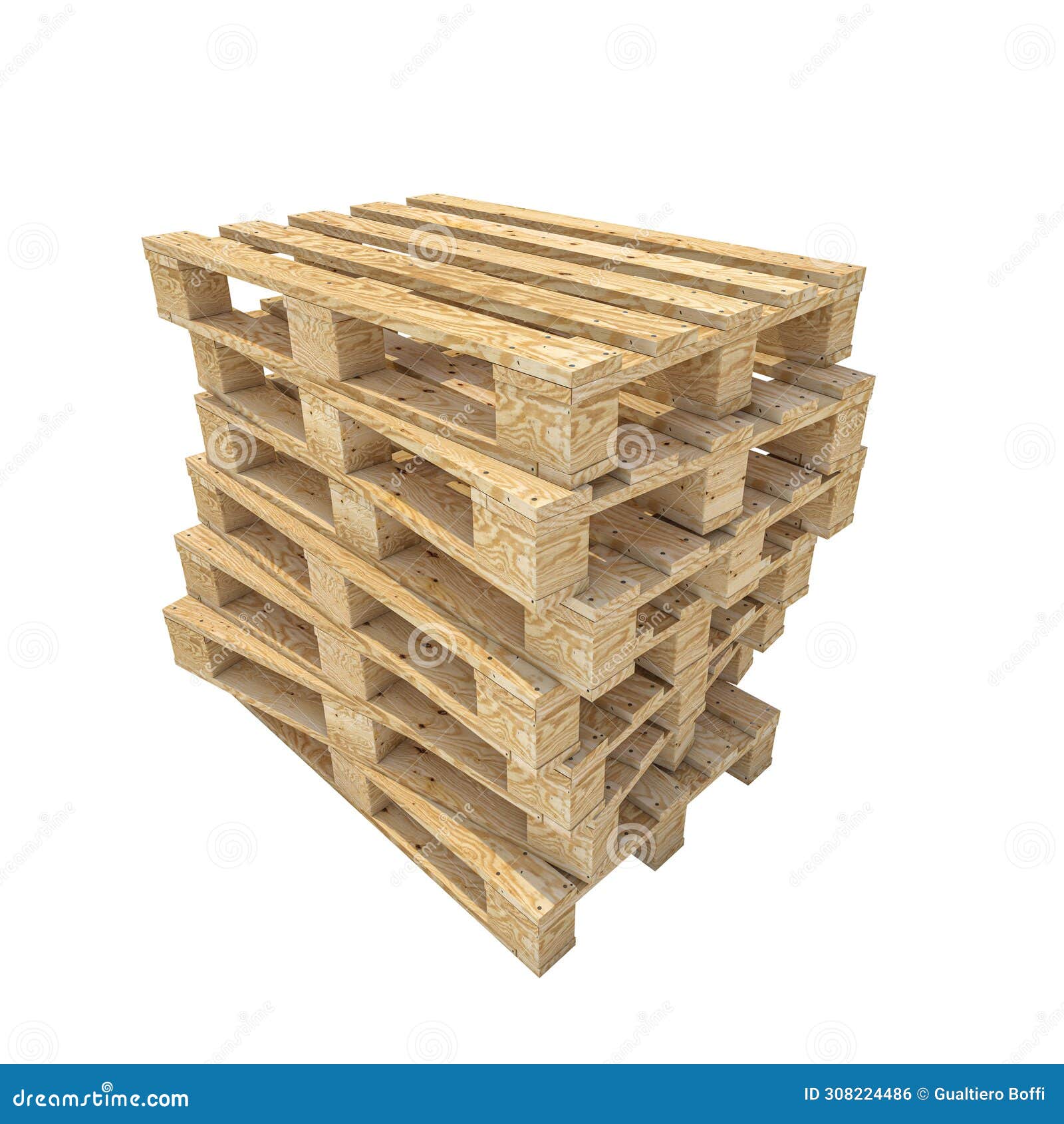Stacked Wooden Pallets Stacked on a White Background Stock Illustration ...