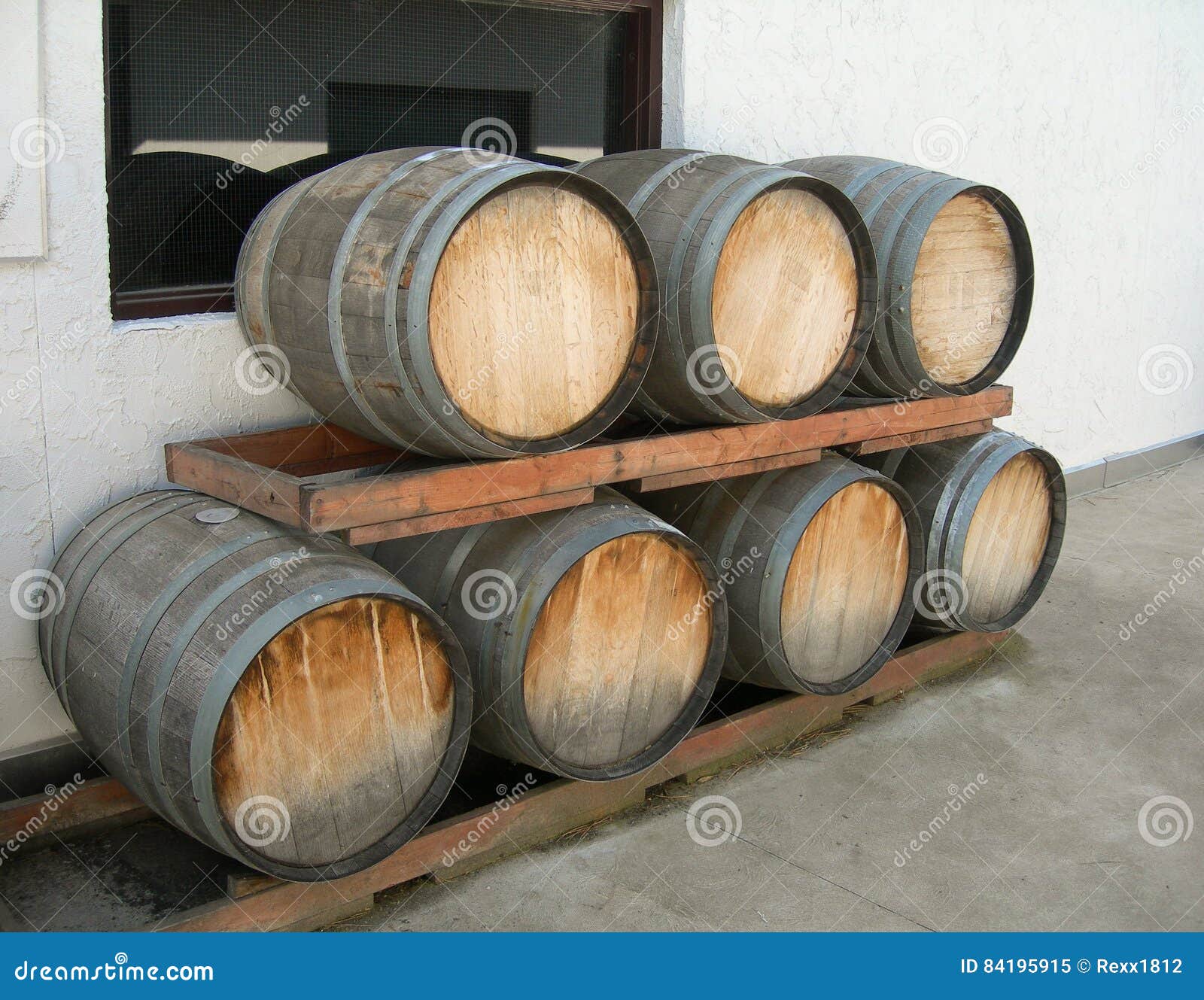 Stacked Wooden Wine Barrels Stock Image - Image of barrels, wooden ...
