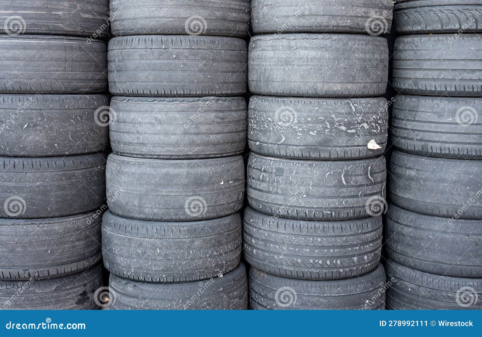 Stacked Worn Racing Car Tires Stock Image - Image of texture, pile ...