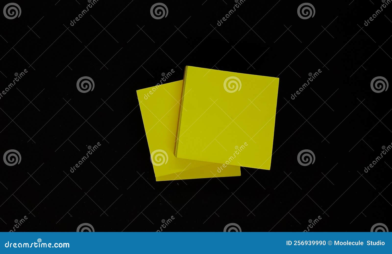 Stacked Yellow Note Papers, Isolated on the Mini Black Studio Stock ...