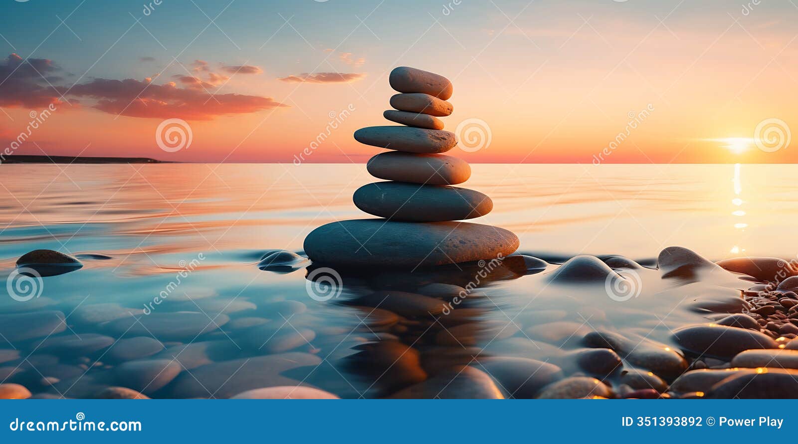 Stacked Zen Stones on the Beach at Sunset. Zen Concept Stock Photo ...