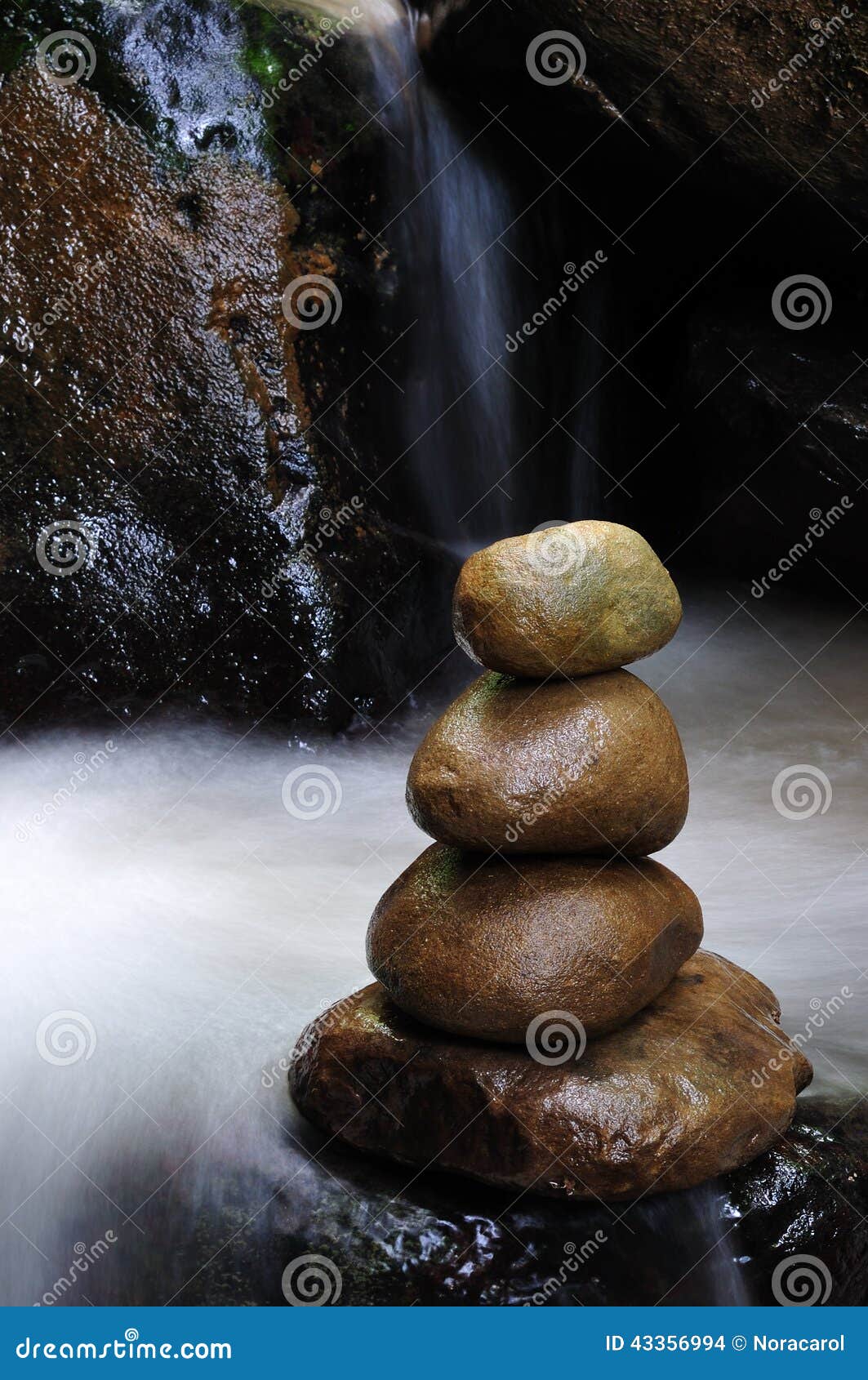 Stacked of Zen Stones and Waterfall Stock Photo - Image of natural ...