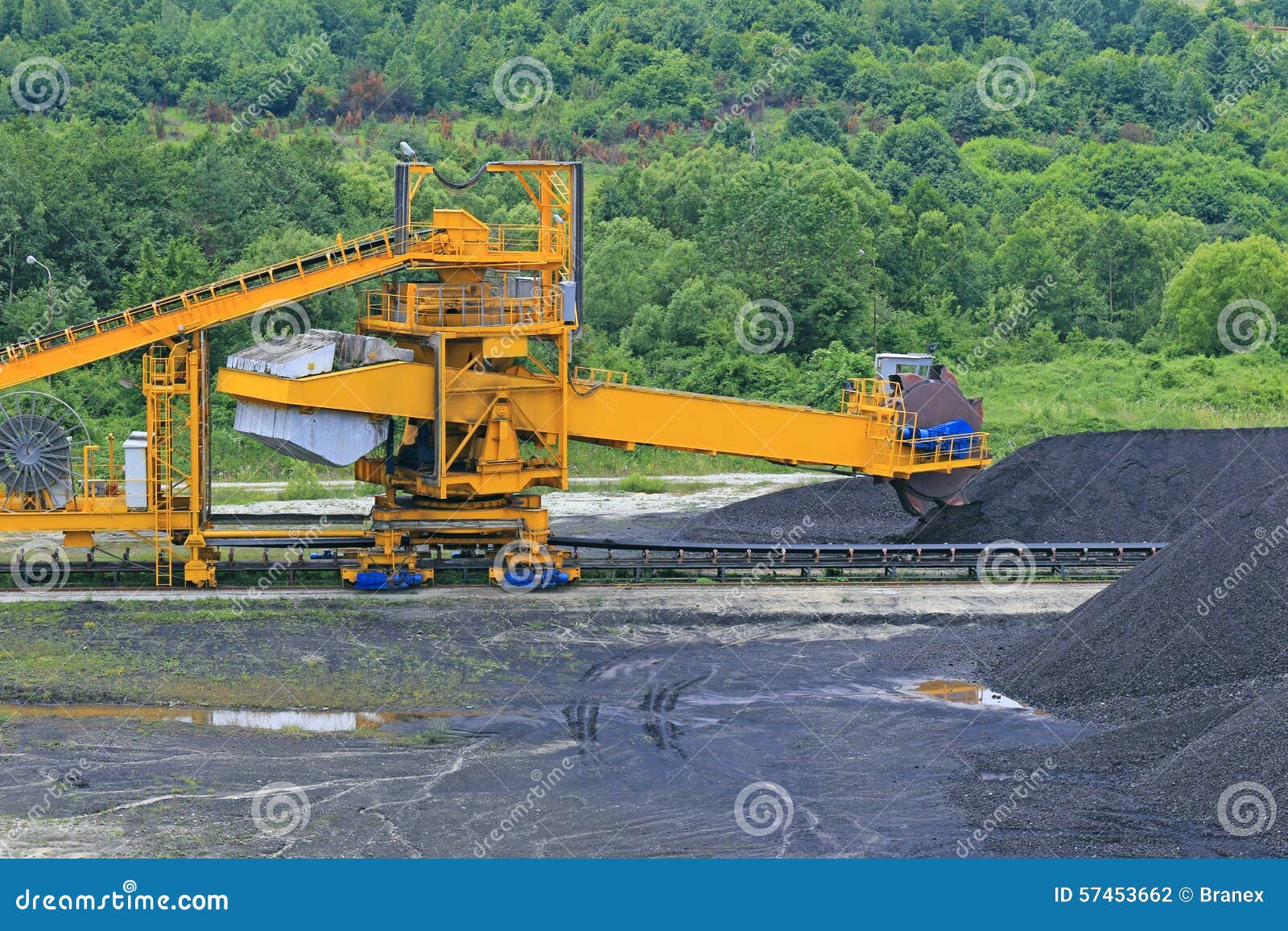 Stacker with a Heap of Coal Stock Photo - Image of material, belt: 57453662
