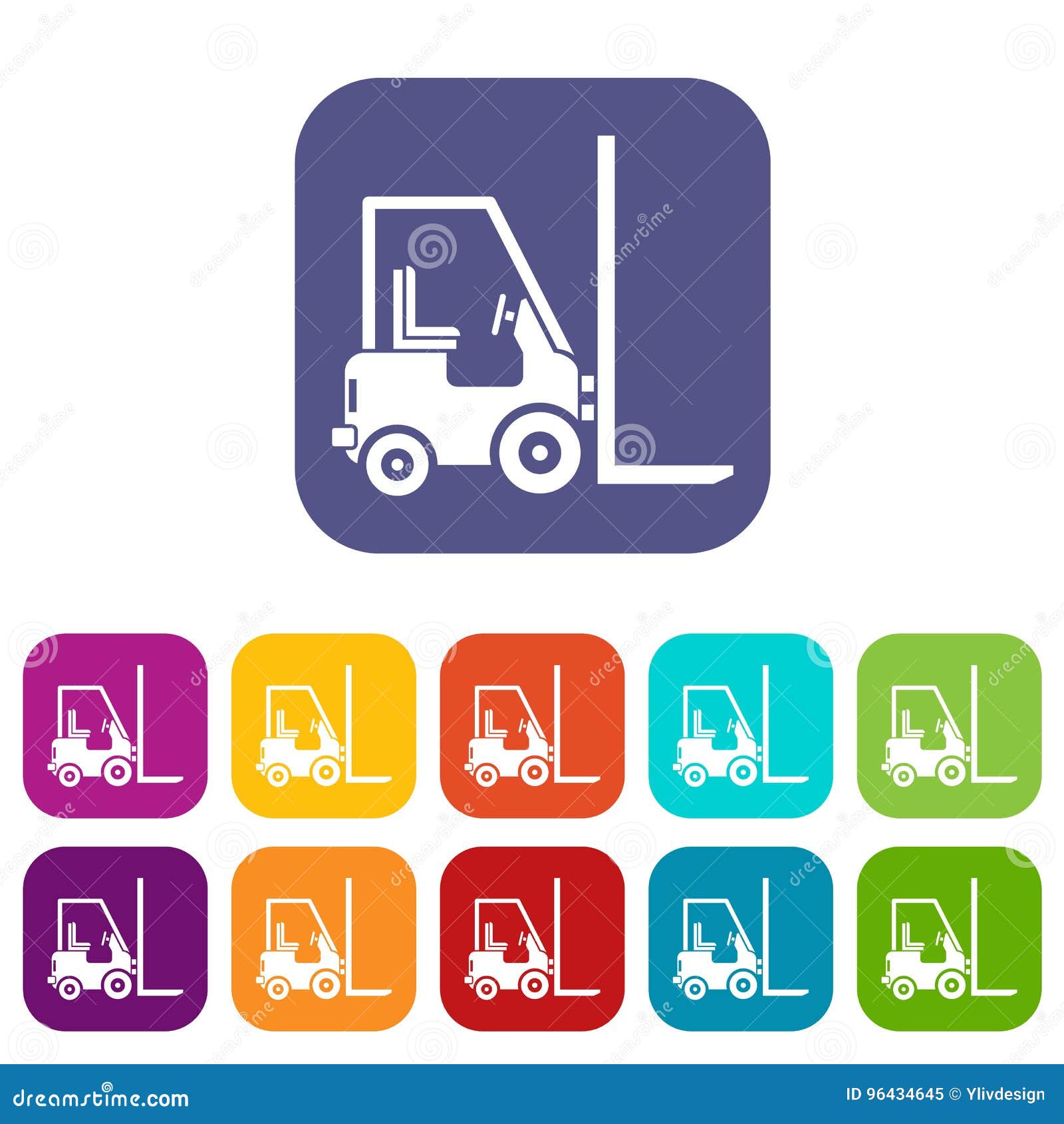 Stacker loader icons set stock vector. Illustration of flat - 96434645