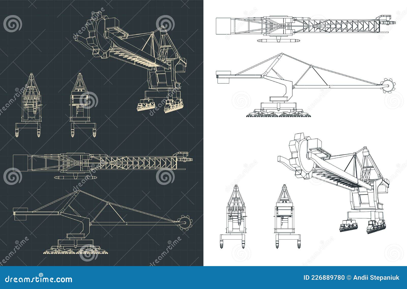 Stacker Reclaimer Blueprints Stock Vector - Illustration of mining ...