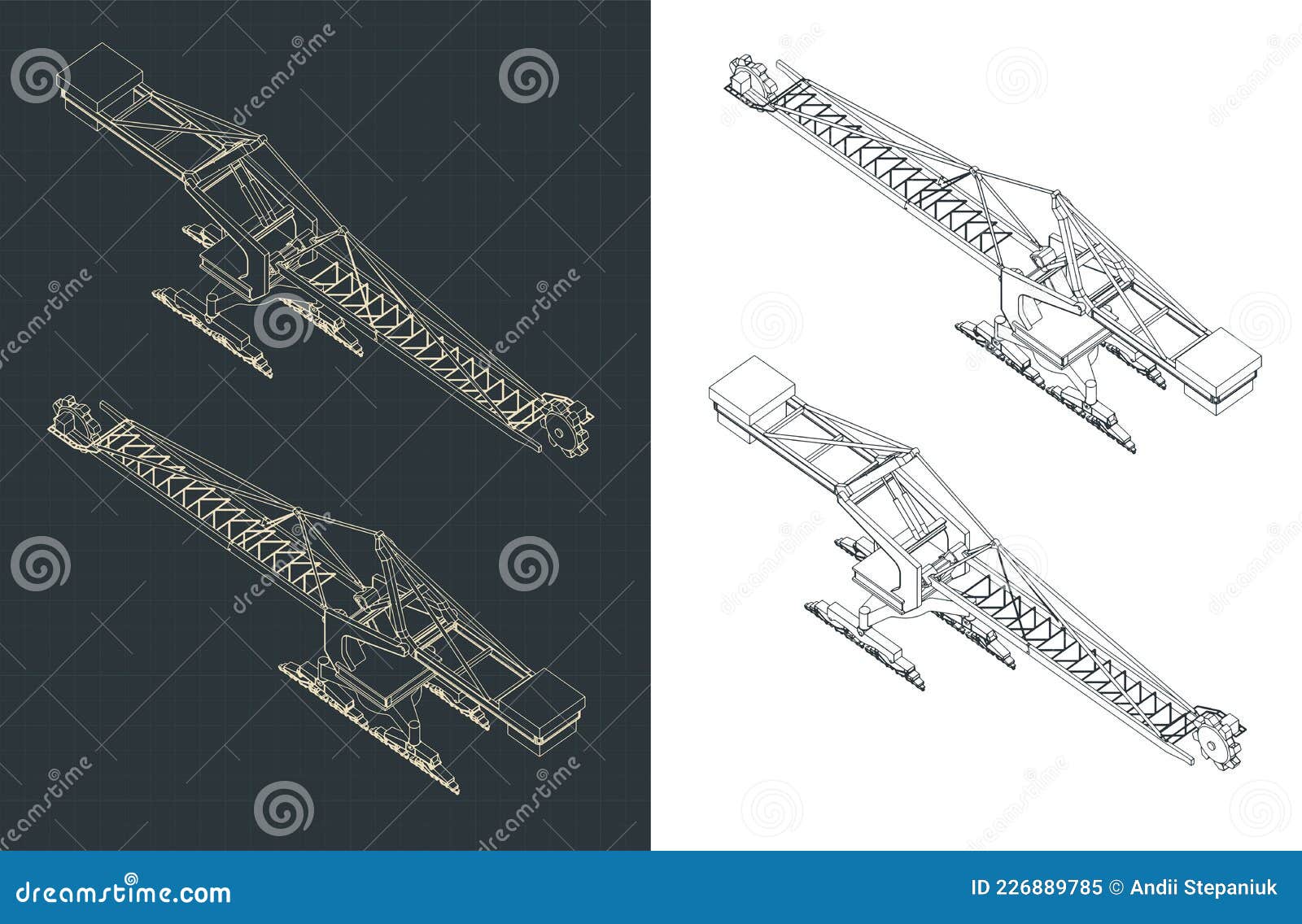 Stacker Reclaimer Isometric Blueprints Cartoon Vector | CartoonDealer ...