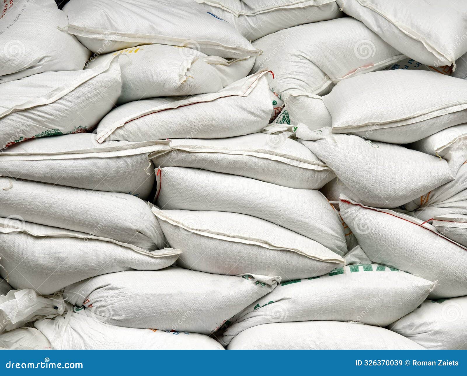 Stacking of Big White Bags in the Modern Warehouse Stock Image - Image ...