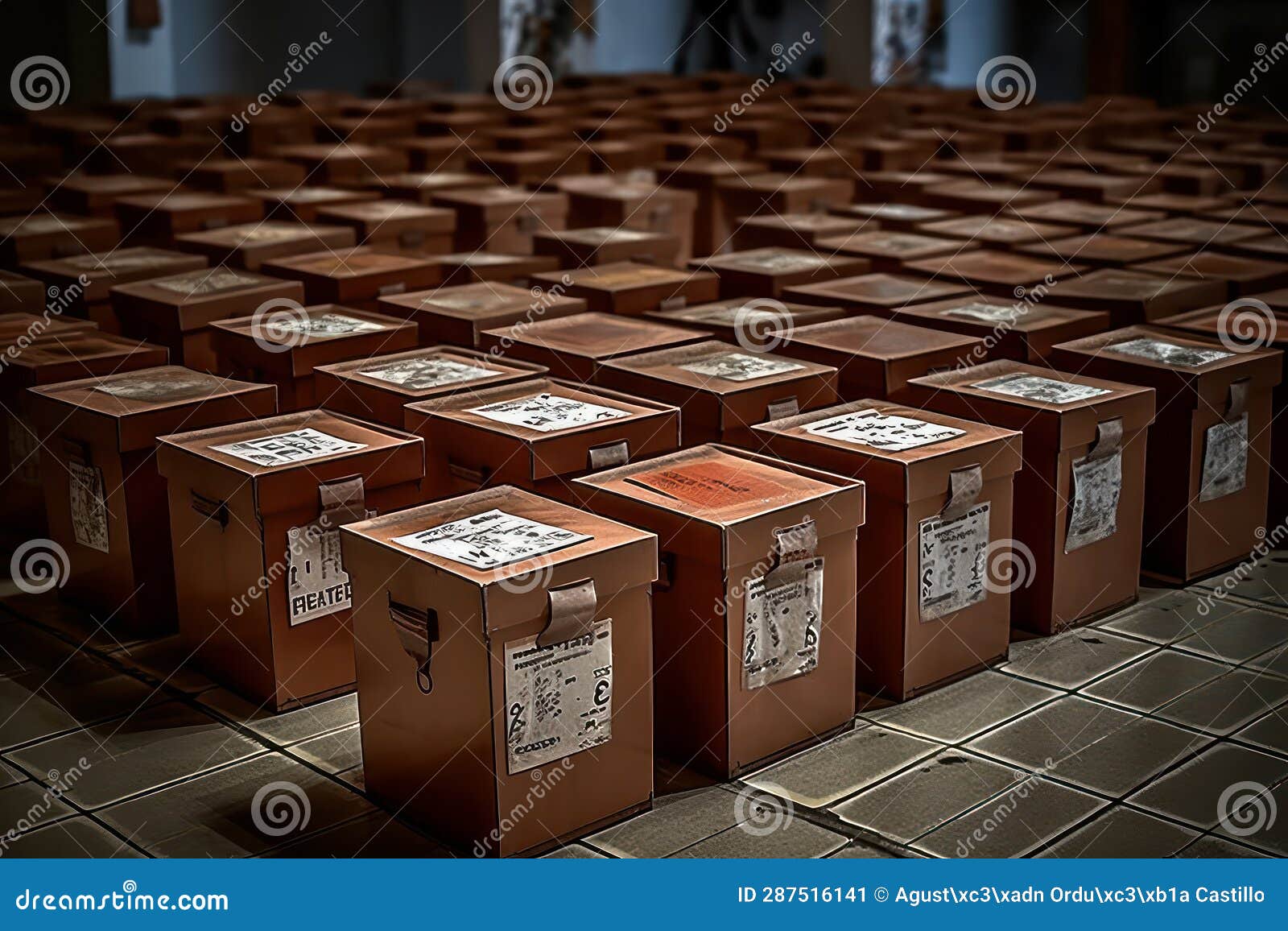 Stacking of Boxes or Urns Inside a Large Warehouse. Stock Illustration ...