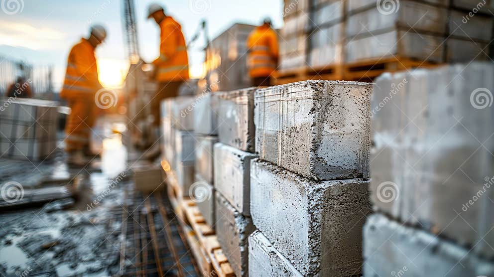 Stacking Bricks on a Building Site. Stock Photo - Image of materials ...