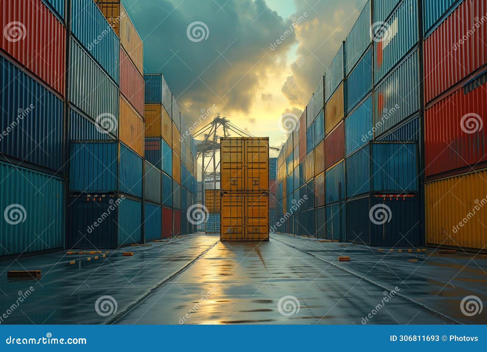 Stacking of Cargo Shipping Containers at Territory Port Terminal for ...