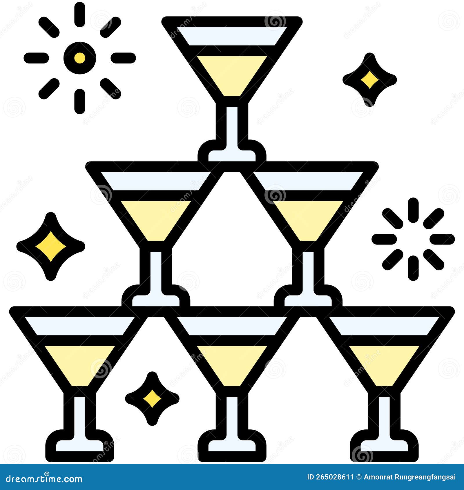 Stacking Champagne Glasses Icon, New Year Realated Vector Stock Vector ...
