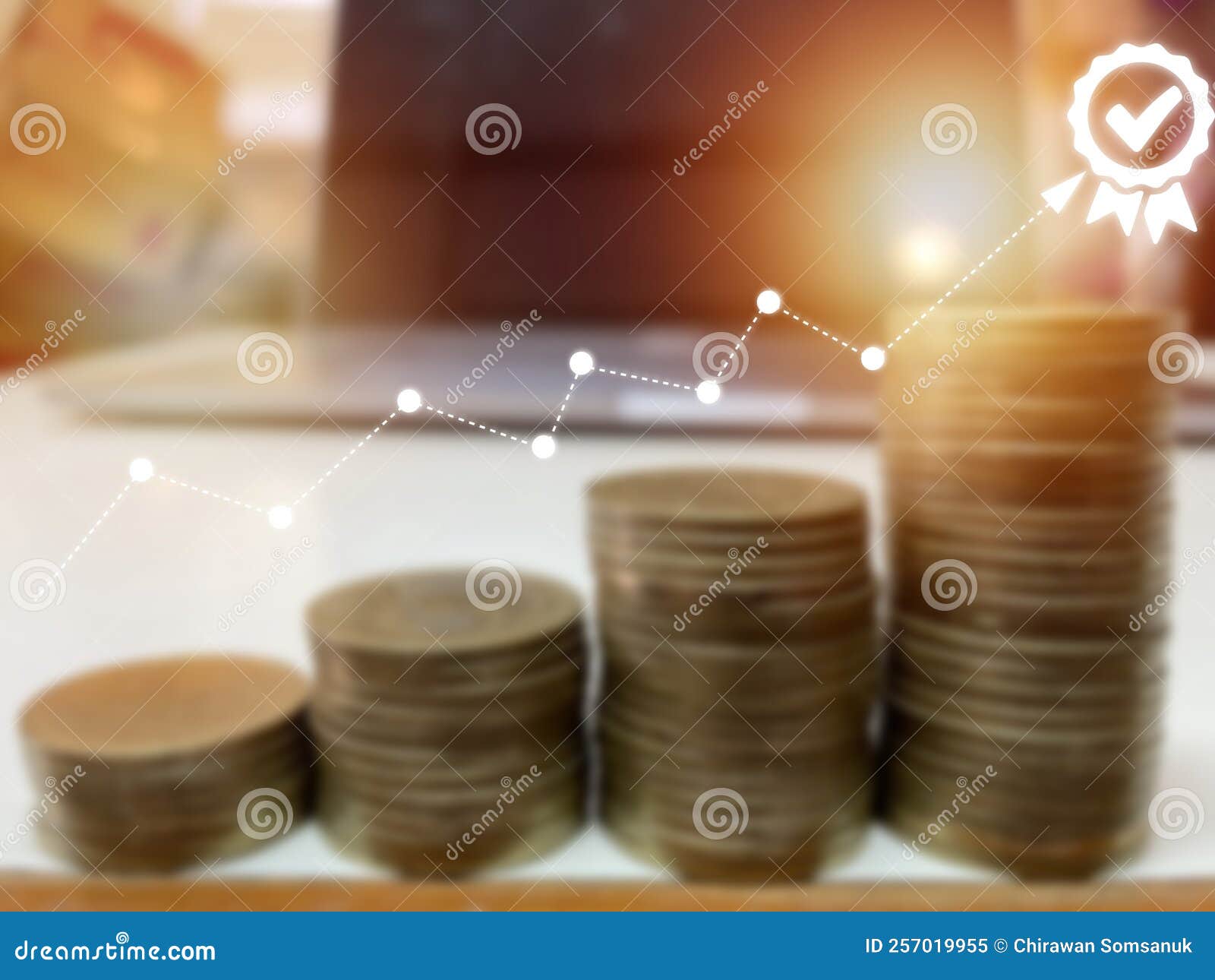 Stacking Coins with a Graph of Profit. Business Successful Growth Stock ...