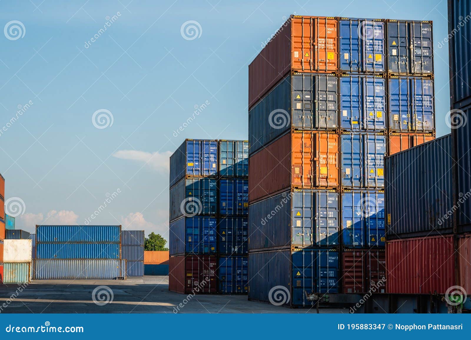 Stacking of Container Cargo Harbor. Business Logistics Import Export ...
