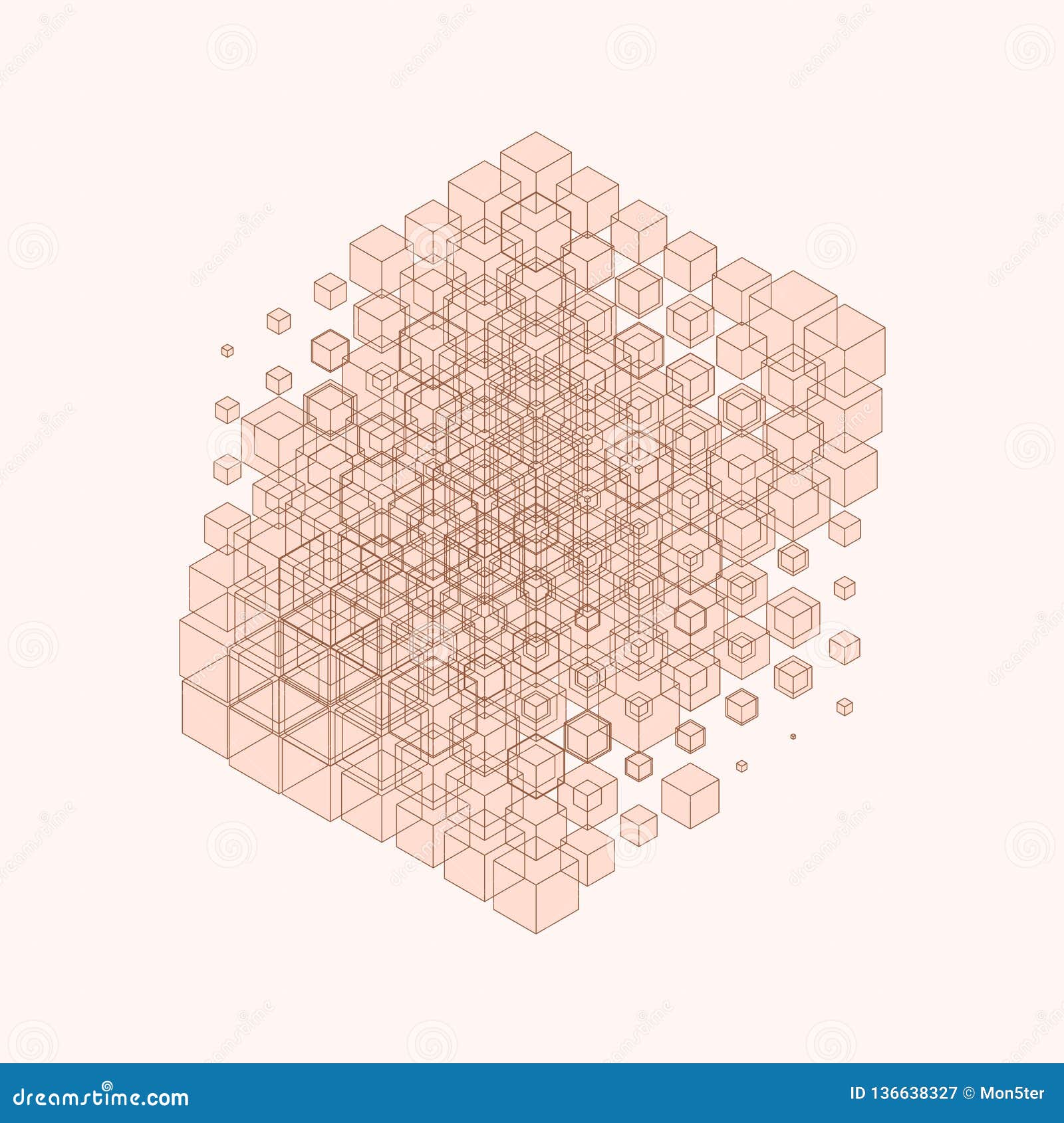 Stacking of cubes. stock vector. Illustration of colorful - 136638327
