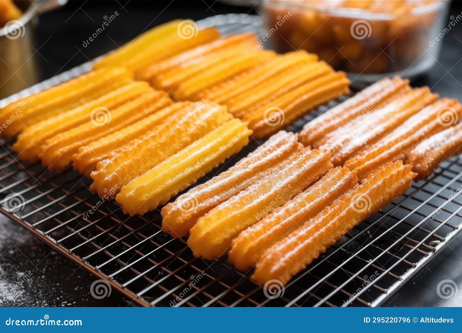 Stacking Fried Churros on a Cooling Rack Stock Photo - Image of dough ...