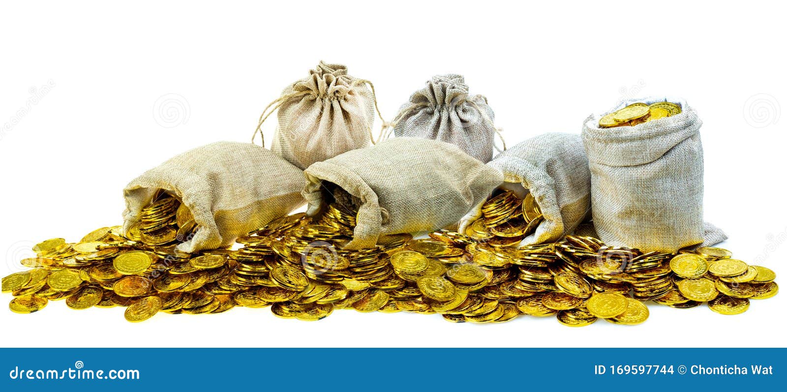 Stacking Gold Coin in Treasure Sack Stock Photo - Image of antique ...