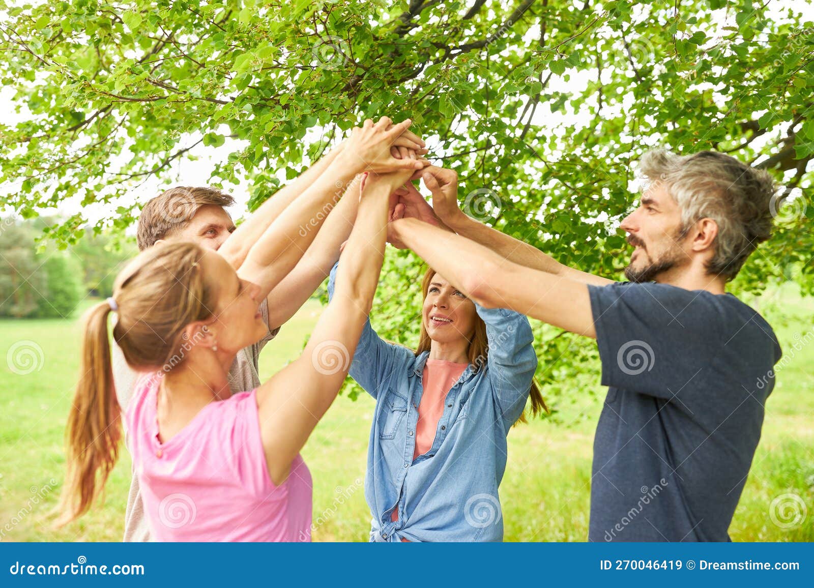 Stacking Hands As an Exercise for Team Building and Synergy Stock Image ...