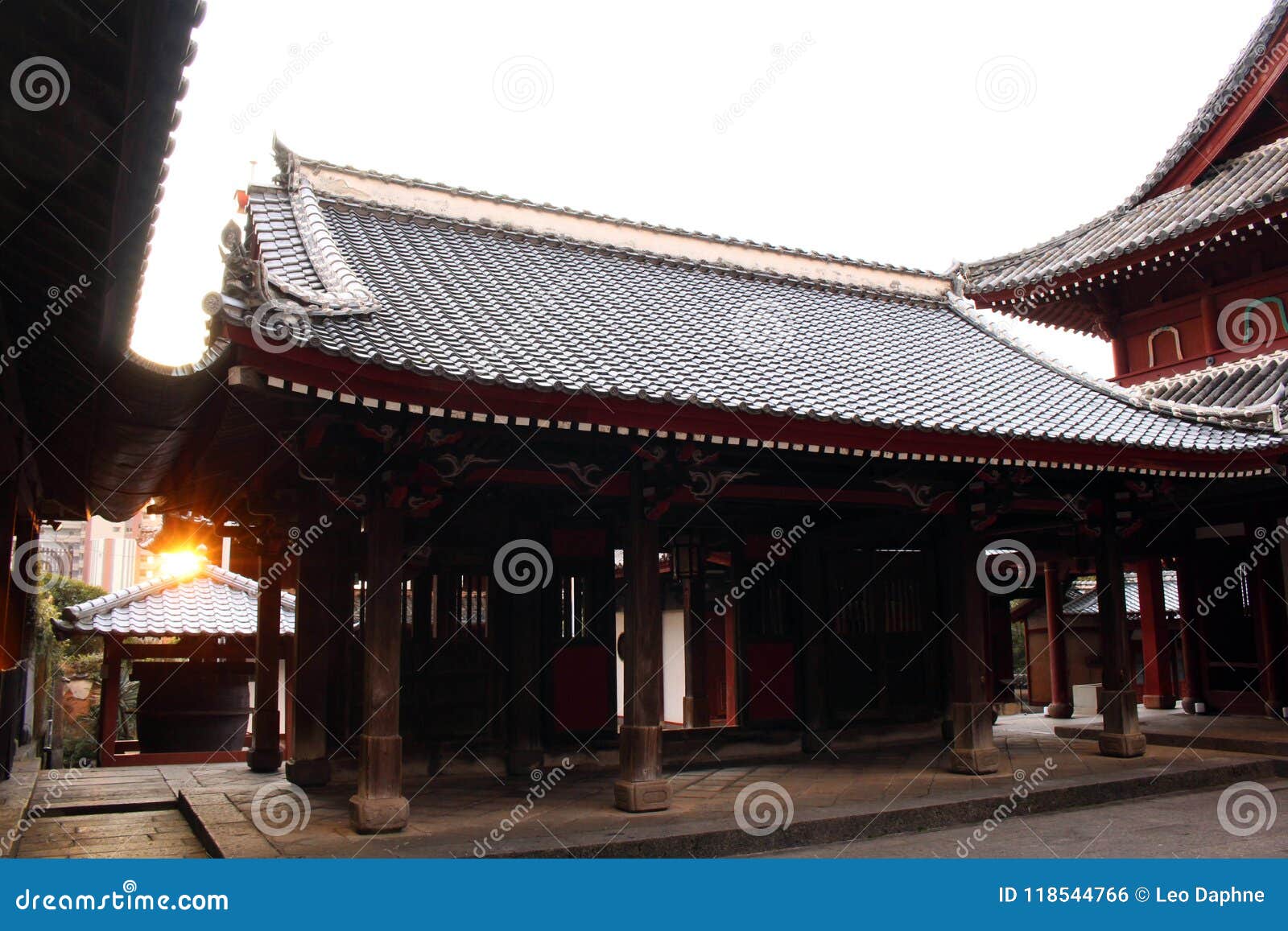 The Stacking Houses Around Sofukuji during Sunset Stock Photo - Image ...