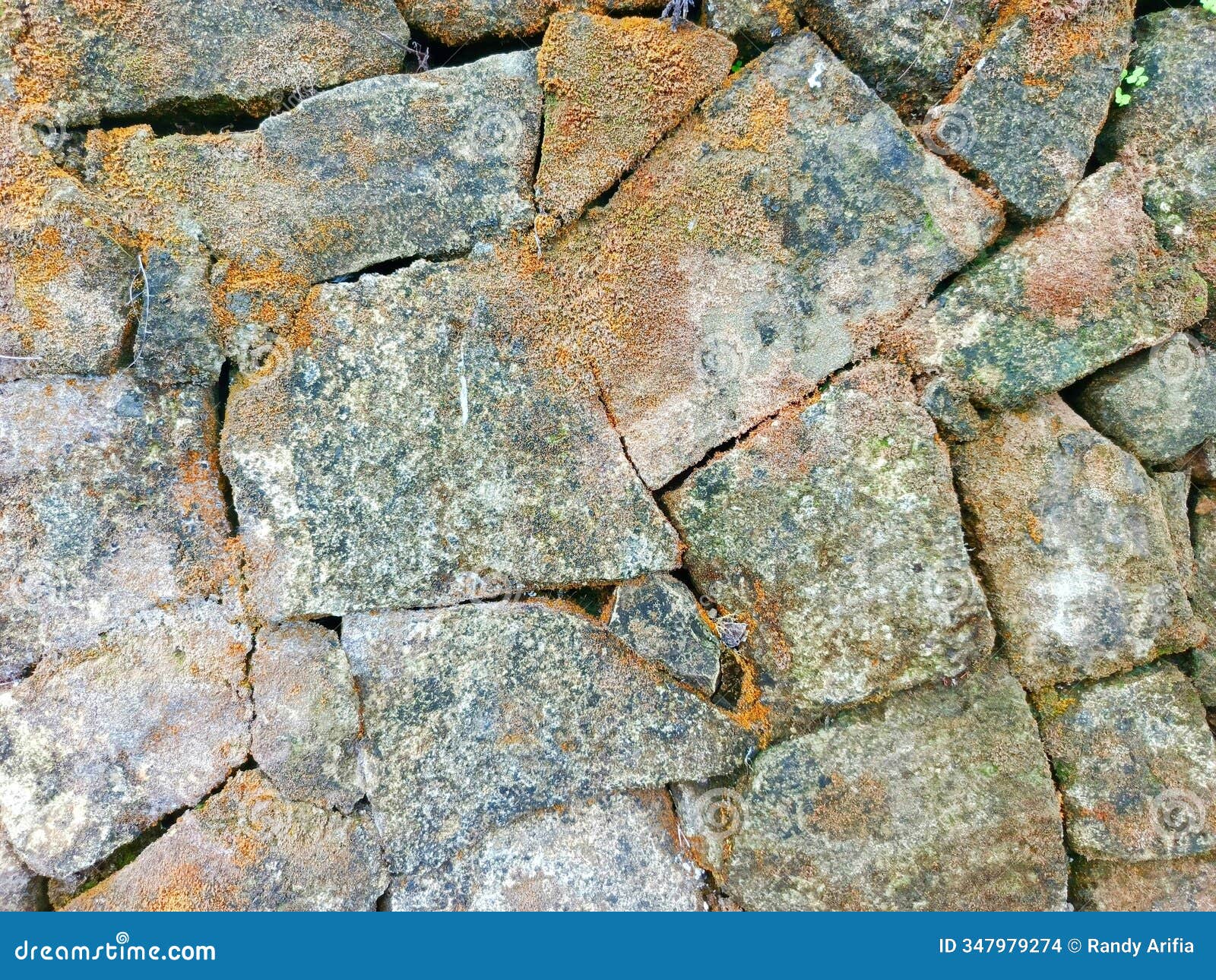 Stacking Stone Wall with Mossy Stock Photo - Image of foundation ...