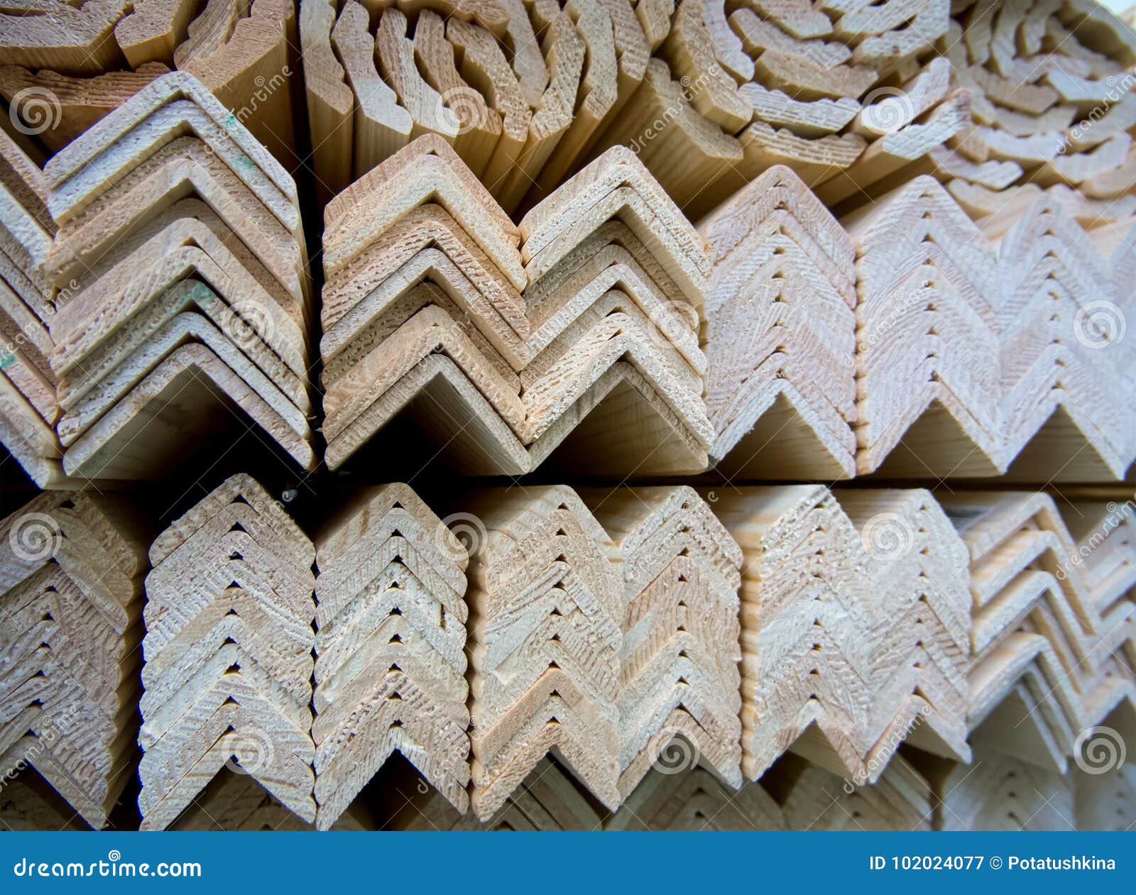 Stacking with Wooden Corner Profile in Stock Stock Image - Image of ...