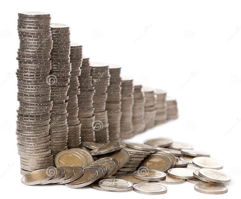 Stacks of 2 Euros Coins stock image. Image of stacks - 19571607