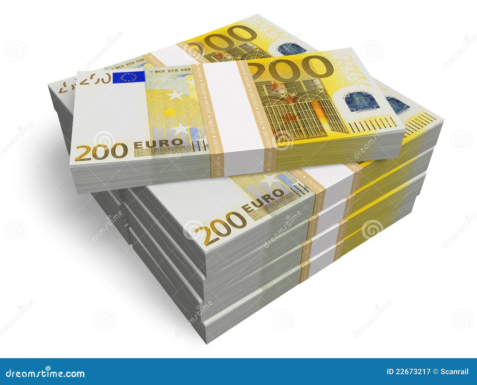 Stacks of 200 Euro Banknotes Stock Illustration - Illustration of ...