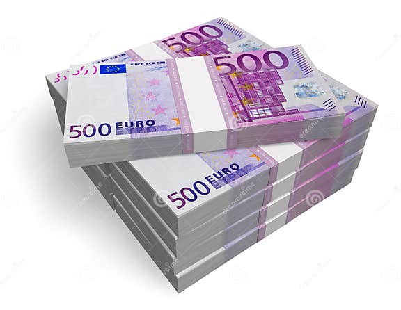 Stacks of 500 Euro Banknotes Stock Illustration - Illustration of ...