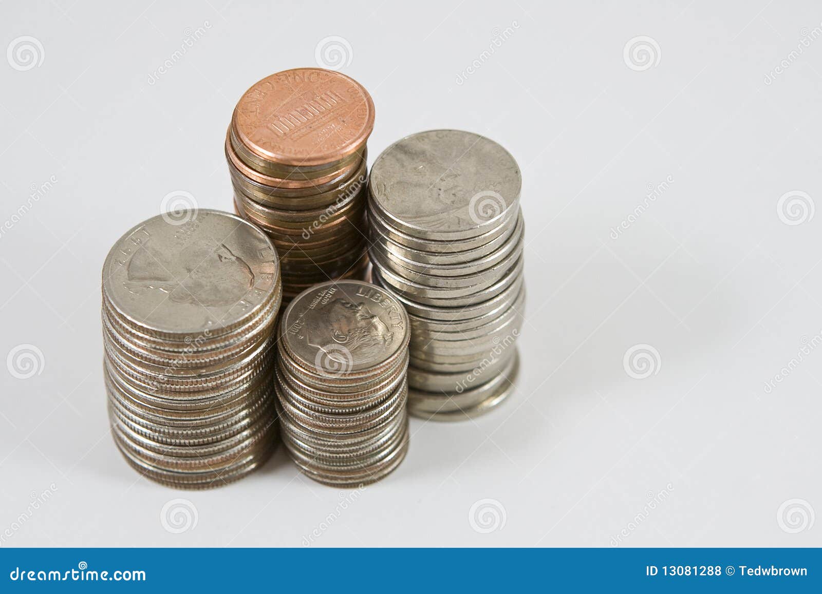 Stacks of American coins stock photo. Image of silver - 13081288