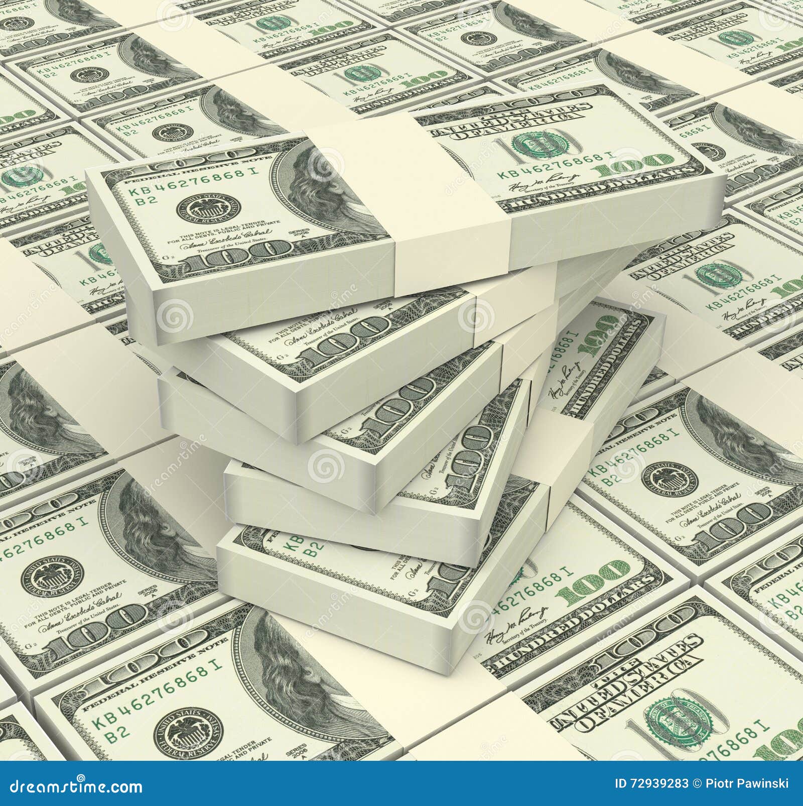 Stacks of American Dollars Money. Stock Illustration - Illustration of ...