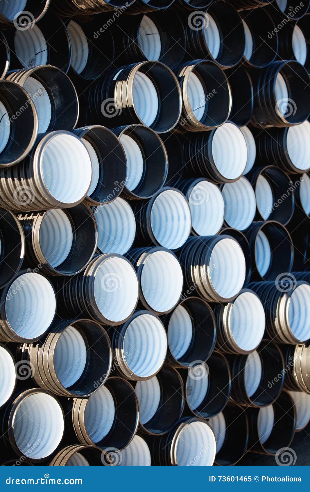 Stacks of Black Pvc Plastic Pipe Outdoors Stock Image - Image of rolls ...