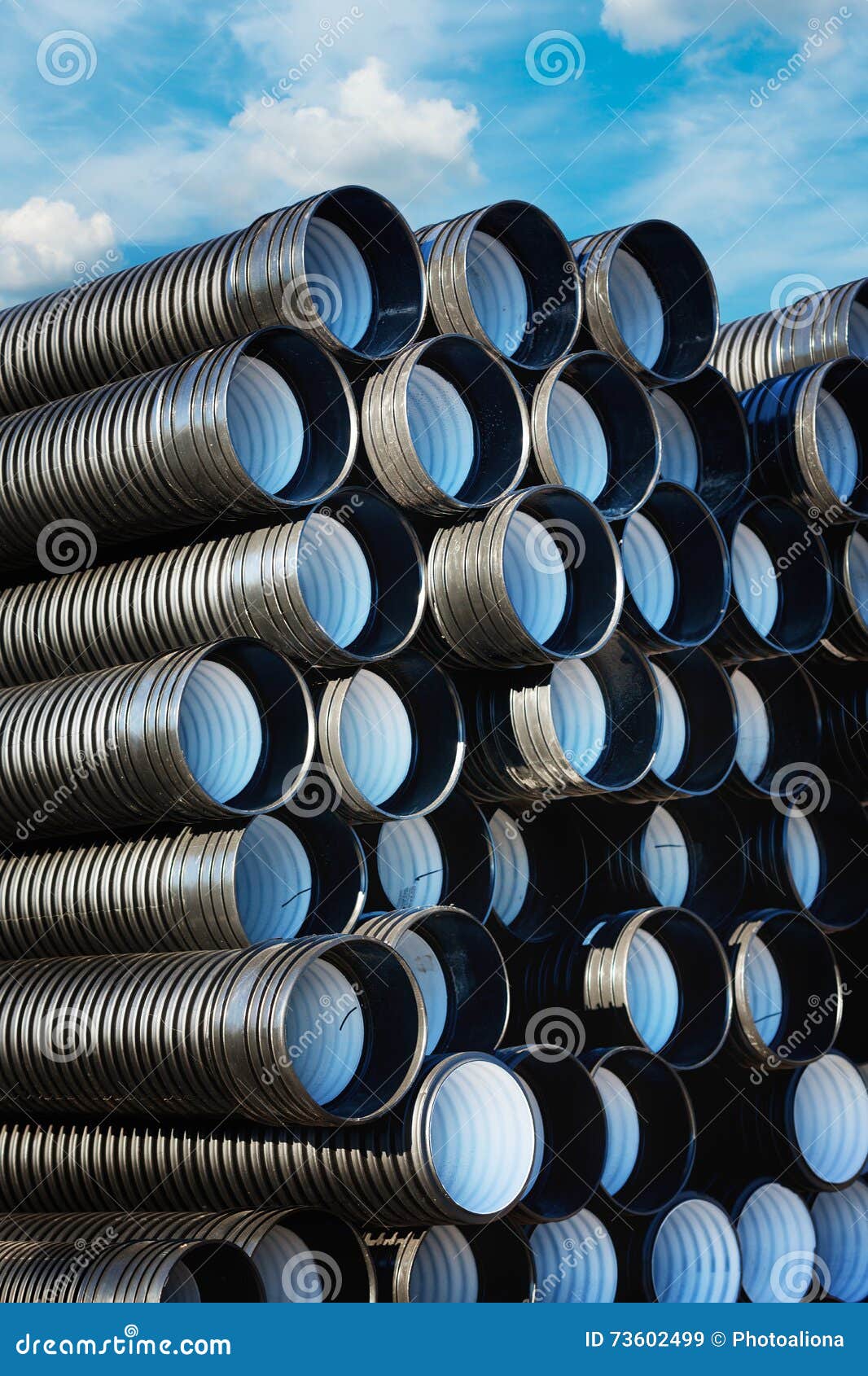 Stacks of Black Pvc Plastic Pipe Outdoors Stock Image - Image of ...