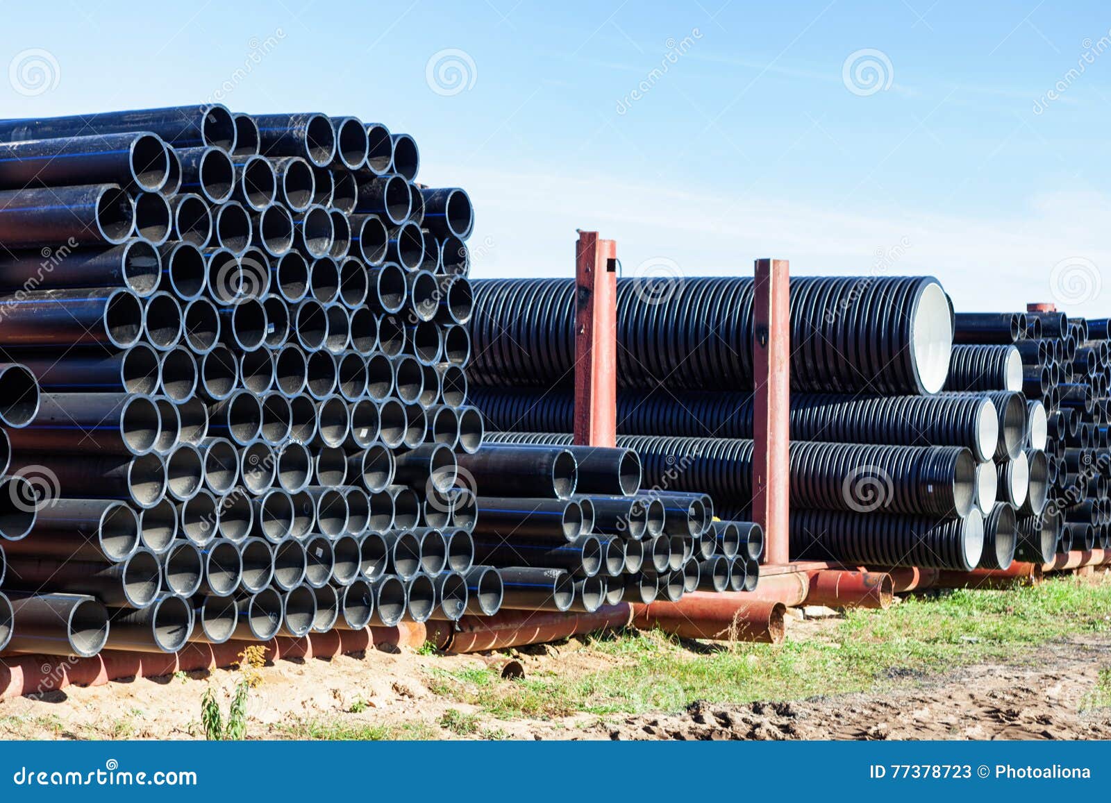 Stacks of Black Pvc Plastic Pipe Outdoors Stock Image - Image of ...