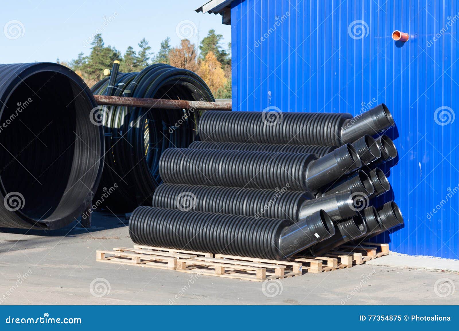 Stacks of Black Pvc Plastic Pipe Outdoors with Selective Focus Stock ...