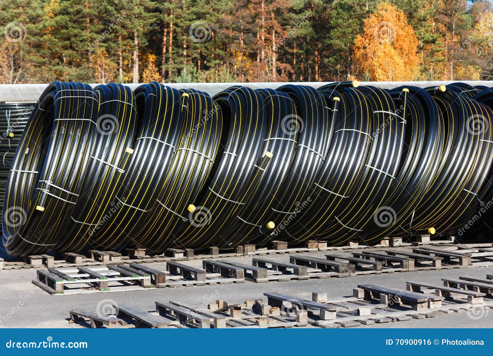 Stacks of Black Pvc Plastic Pipe Outdoors with Selective Focus Stock ...