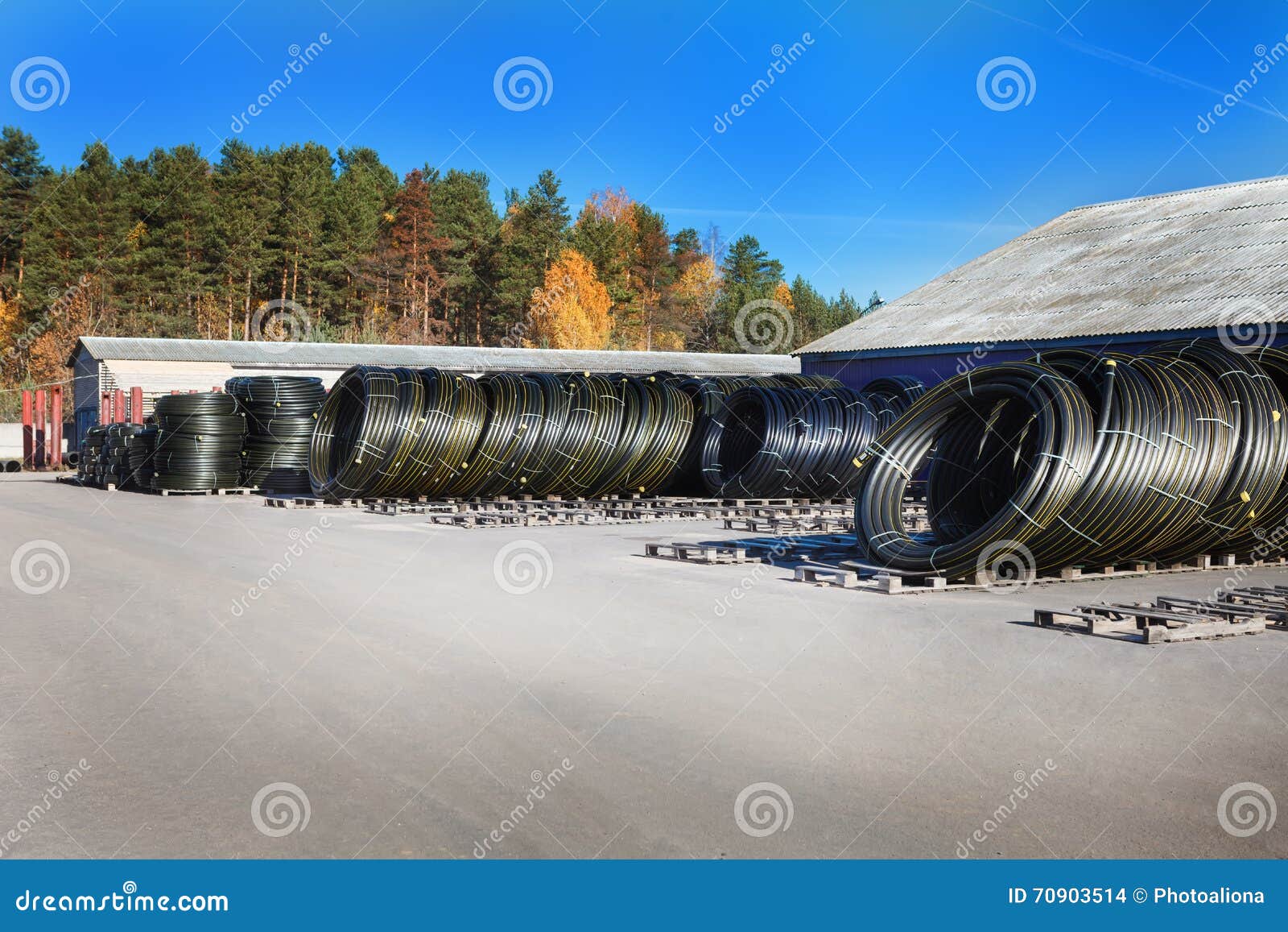 Stacks of Black Pvc Plastic Pipe Outdoors with Selective Focus Stock ...