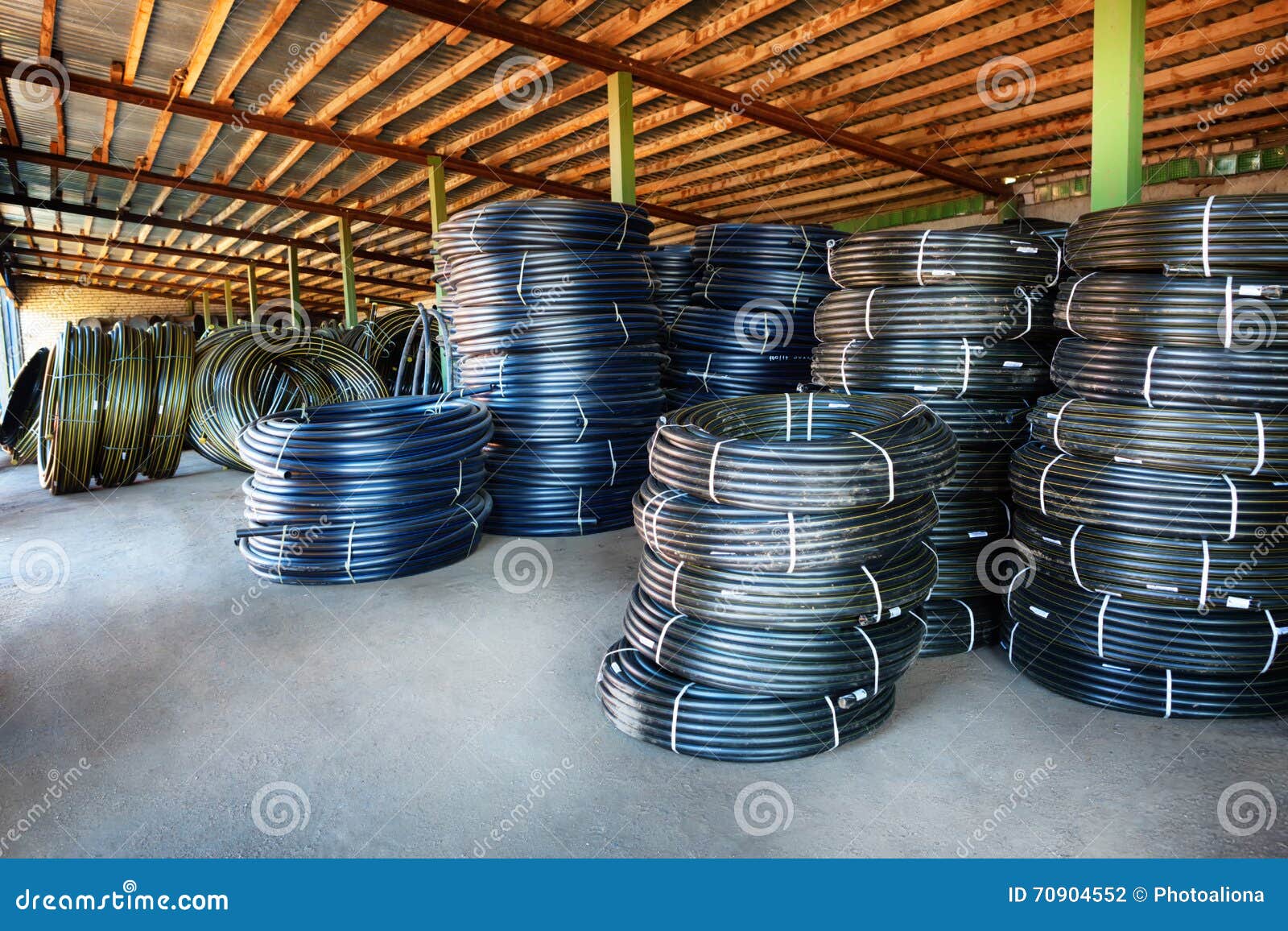 Stacks of Black Pvc Plastic Pipe Outdoors with Selective Focus Stock ...
