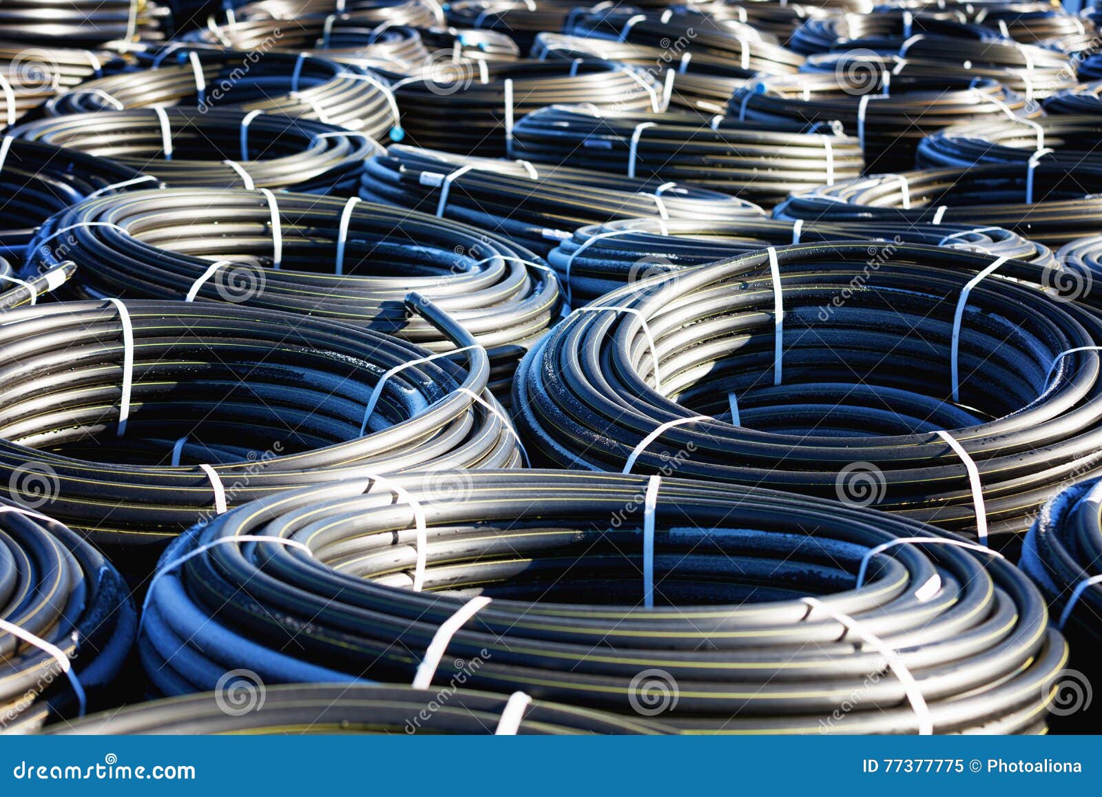 Stacks of Black Pvc Plastic Pipe Outdoors with Selective Focus Stock ...