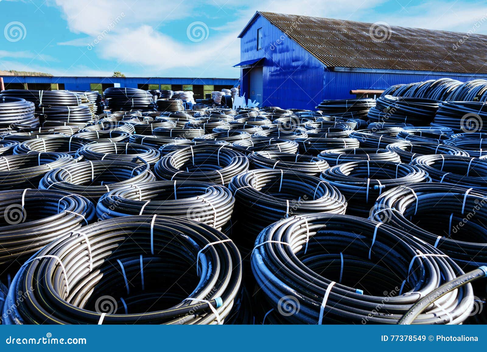 Stacks of Black Pvc Plastic Pipe Outdoors with Selective Focus Stock ...