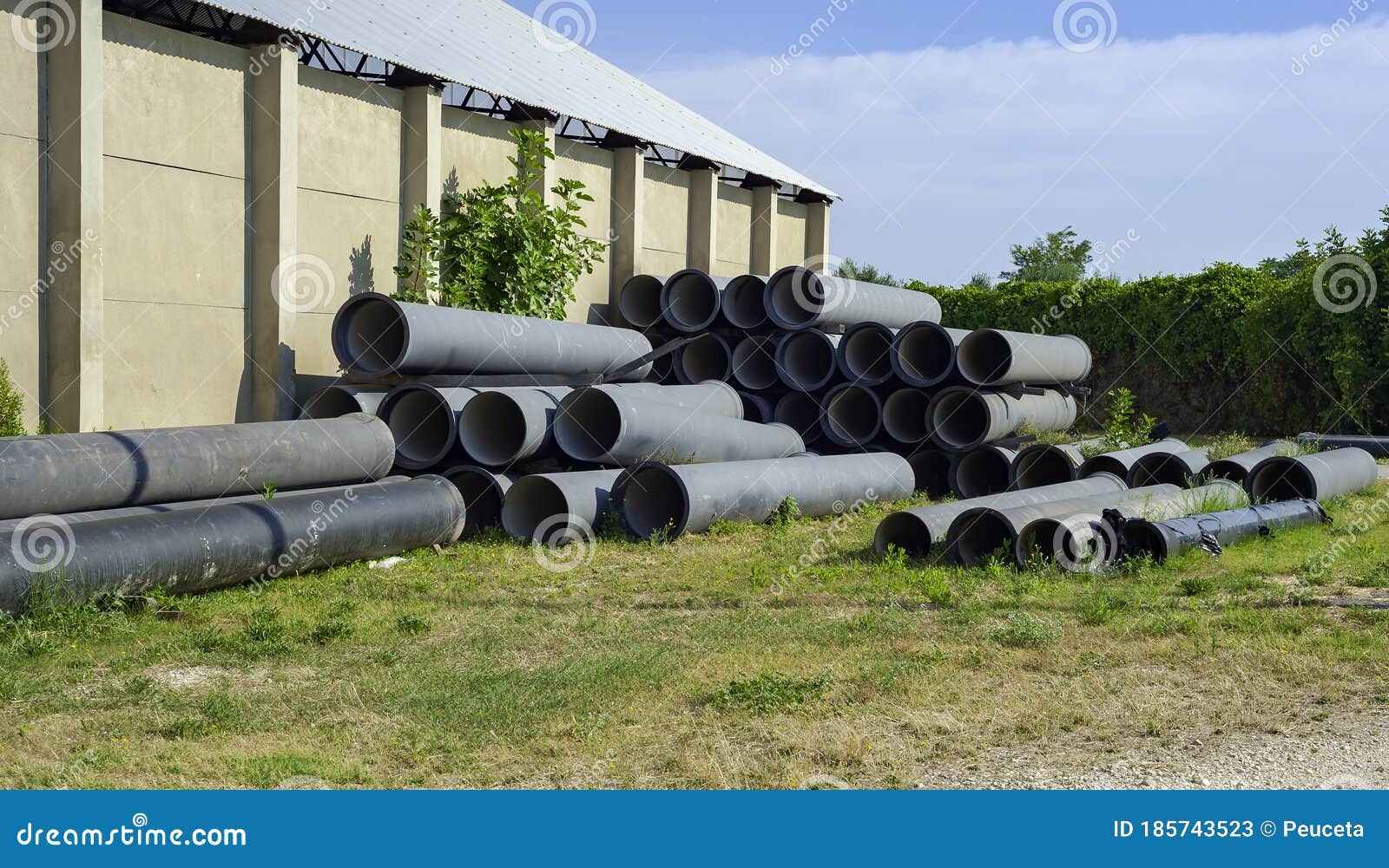 Stacks of Blue PVC Water Pipes in Stack Stock Image - Image of area ...