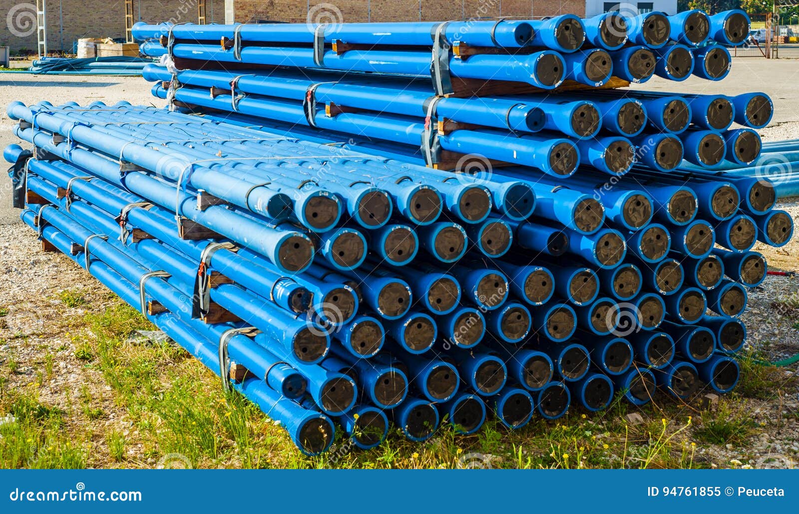Stacks of Blue PVC Water Pipes Stock Image - Image of factory, shelves ...