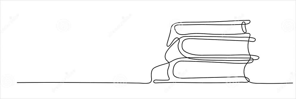 Stacks of Books Shape Drawing by Continuos Line, Thin Line Design ...