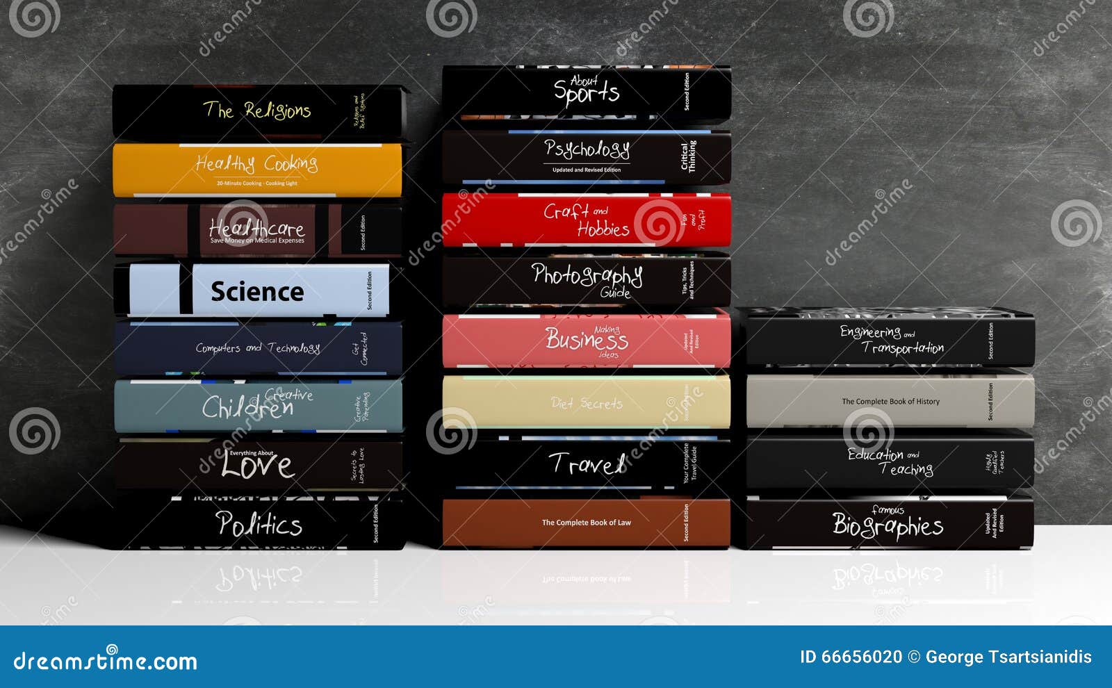 Stacks of Books with Various Subjects Stock Illustration - Illustration ...