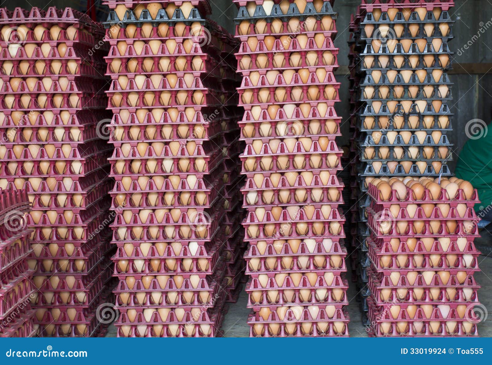 Stacks of Brown Eggs in Trays at Farm Stock Photo - Image of ingredient ...