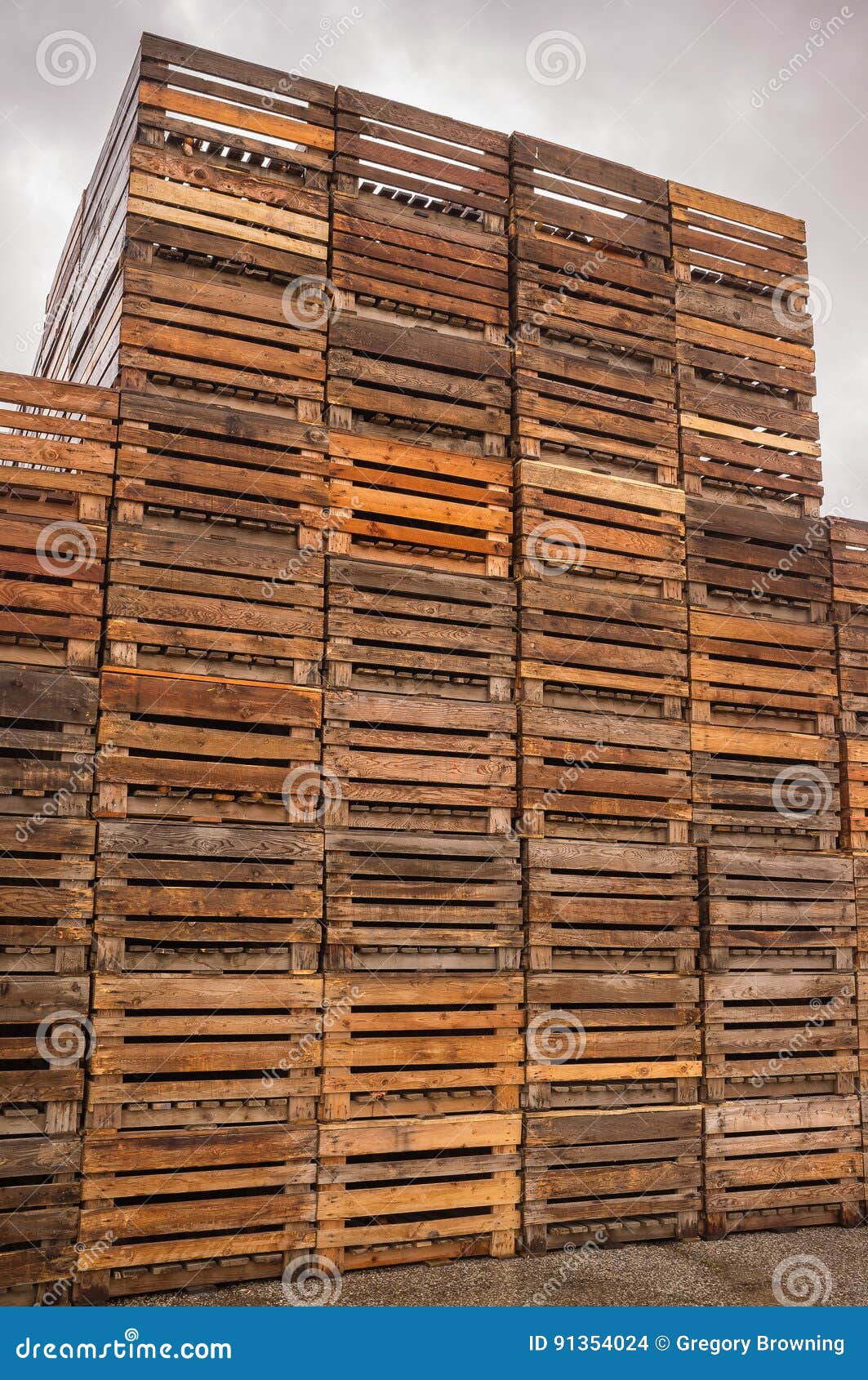 Stacks of Brown Pallets stock photo. Image of rustic - 91354024